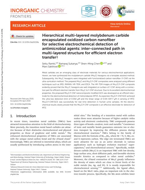 Pdf Hierarchical Multi Layered Molybdenum Carbide Encapsulated Oxidized Carbon Nanofiber For