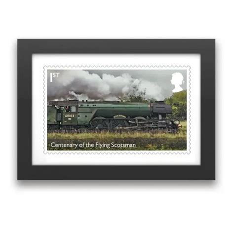 Flying Scotsman Enlarged Picture In Frame 1st Class Blyth Stamp