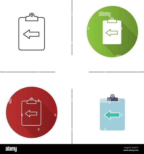 Assignment Return Icon Clipboard With Left Arrow Flat Design Linear And Color Styles