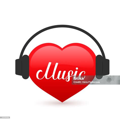헤드폰과 빨간 마음에 쓰여진 음악 서예 손 편지 가라오케 바 표지판 뮤지컬 상점 또는 레코드 스튜디오 로고 배너 포스터 전단지 스티커 티셔츠에 대한 벡터 템플릿을 편집하기