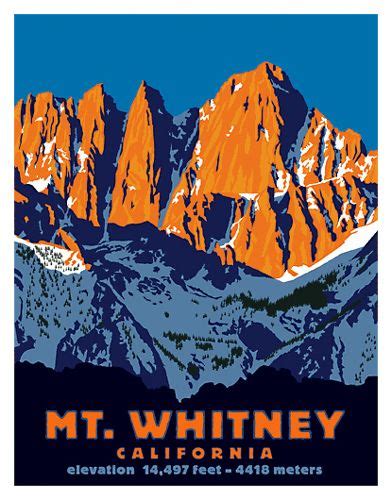 Mt Whitney California Vintage Style Giclee Poster Print Mcgaw