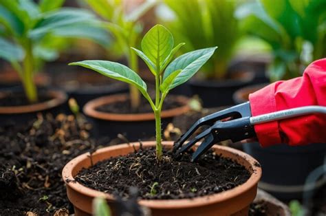 Closeup Of The Transplanting Process Of Plants Premium Ai Generated Image