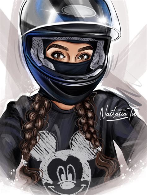 Девочка байкер иллюстрация Biker Art Motorcycle Drawing Cartoon Character Pictures