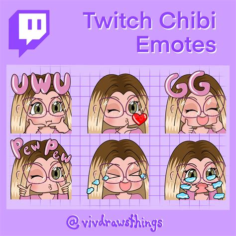 Chibi Style Custom Twitch Emotes Set Of 6 Etsy