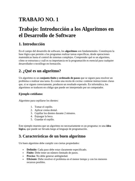 Trabajo No 1 Algoritmos 1 Pdf Algoritmos Lenguaje De Programación