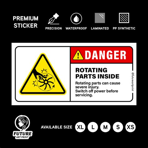 Rotating Parts Inside Safety Sticker Warning Caution Danger Sign