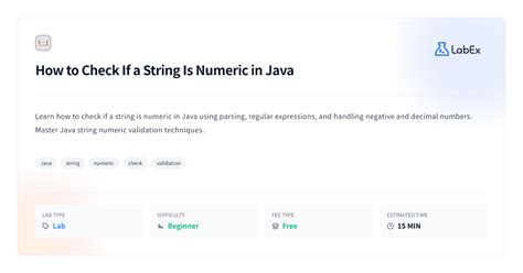 how to check if a string is numeric in java labex