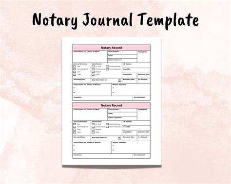 Printable Notary Log Journal Ledger For Notary Signing Agent Public
