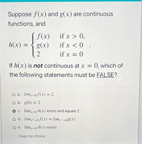 Solved Suppose F X And G X Are Continuous Functions And Chegg Com