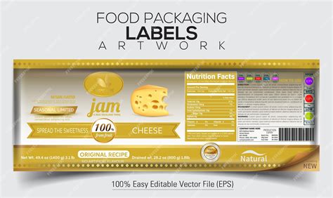 Premium Vector Food Packaging Label Artwork Jam Label Design With Cheese