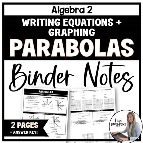 Parabolas Algebra 2 Binder Notes By Lisa Davenport Tpt