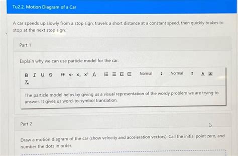 Solved Tu22 Motion Diagram Of A Car A Car Speeds Up Slowly