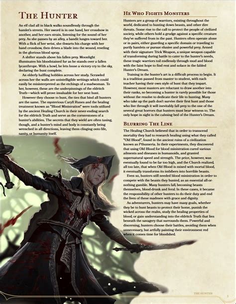 Dnd 5e Bloodborne Hunter Homebrew Class Artofit