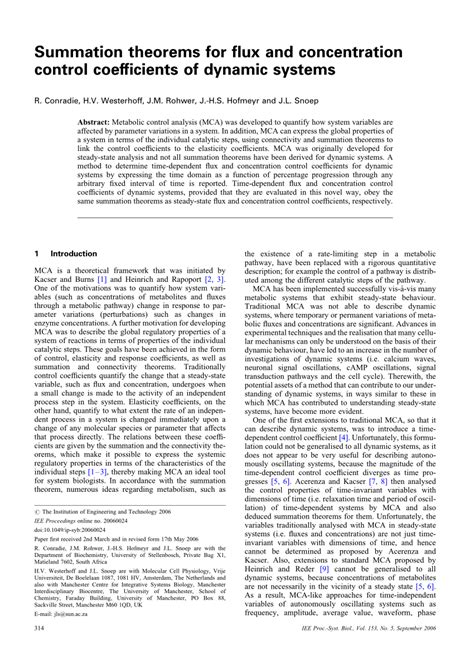Pdf Summation Theorems For Flux And Concentration Control