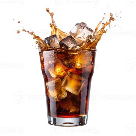 Refreshing Glass Of Cola With Ice Cubes Splashing Out Perfect For Representing A Cool Beverage