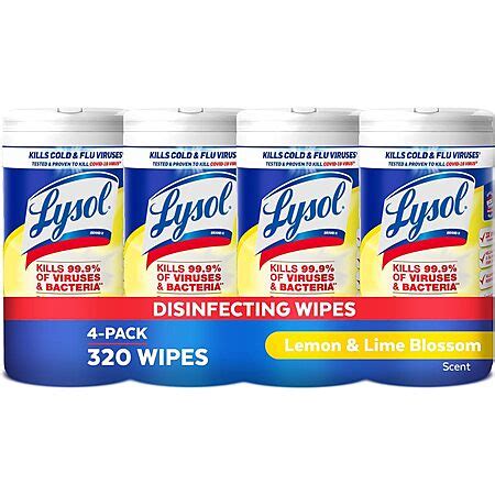 Select Accts Lysol Disinfectant Wipes 4 Pack 80ct Lemon And Lime