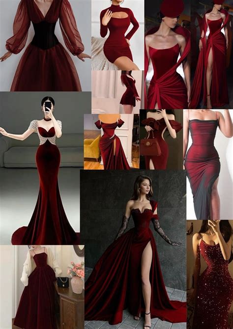 Red Gowns Aesthetic Red Dress For Birthday Party Fancy Dark Red