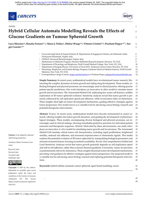 pdf hybrid cellular automata modelling reveals the effects of glucose