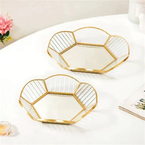 Stainless Steel 8 Inch Fluted Glass Tray Glass Tray Glass Mirror