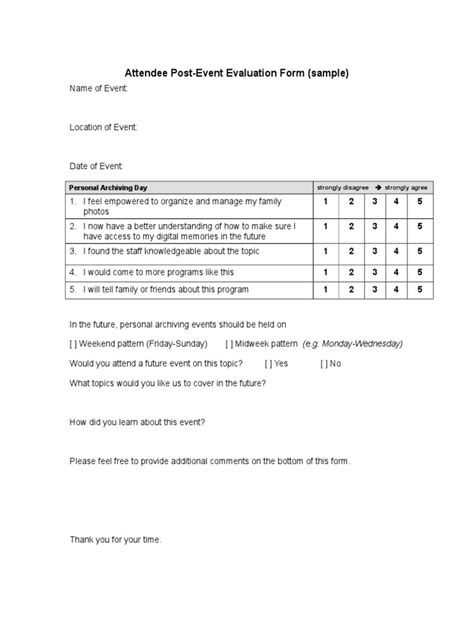 Attendee Post Event Evaluation Form Pdf