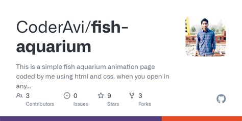 Github Coderavi Fish Aquarium This Is A Simple Fish Aquarium Animation Page Coded By Me Using