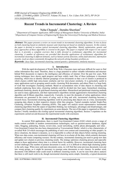 Recent Trends In Incremental Clustering A Review Pdf