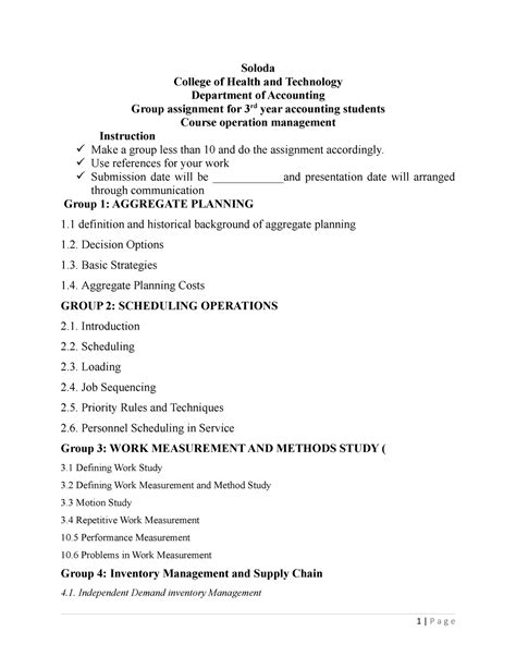 Om Assignment Copy Dezidimona M Soloda College Of Health And Technology Department Of