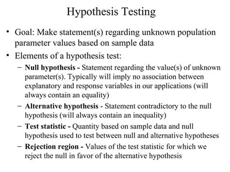 Testing The Hypothesis Ppt