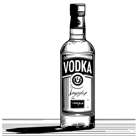 Premium Vector A Black And White Drawing Of A Bottle Of Vodka