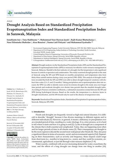 Pdf Drought Analysis Based On Standardized Precipitation Evapotranspiration Index And