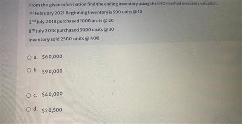 solved from the given information find the ending inventory