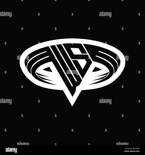 Ws Logo Monogram Letter With Triangle Shape Slice Isolated Outline