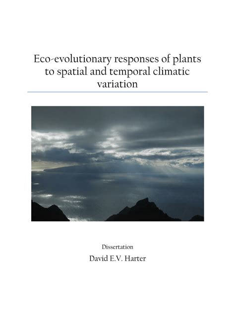 Pdf Eco Evolutionary Responses Of Plants To Spatial And Temporal