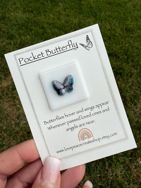Fused Glass Pocket Butterfly Token Sympathy T Etsy