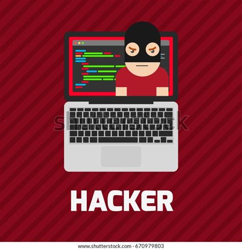 Hacker Coding Bug On Laptop Vector Stock Vector Royalty Free 670979803