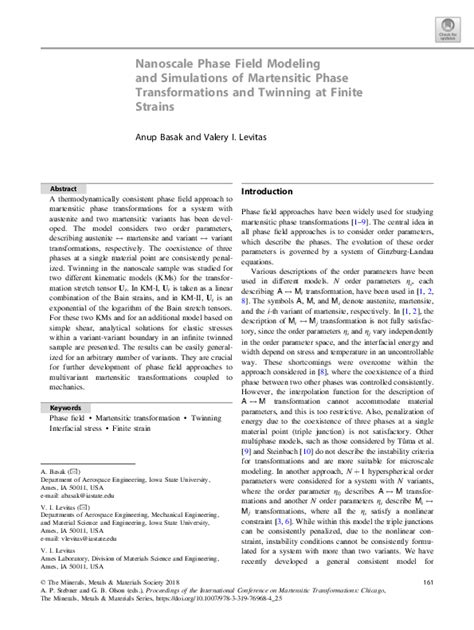Pdf Nanoscale Phase Field Modeling And Simulations Of Martensitic Phase Transformations And