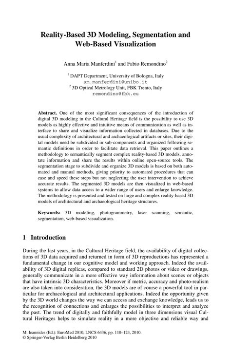 pdf reality based 3d modeling segmentation and web based visualization