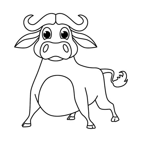 Lindo Toro Dibujos Animados Para Colorear Página Ilustración Vector