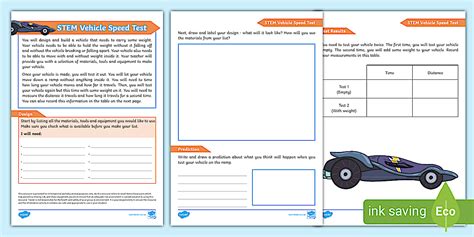 Stem Vehicle Speed Test F 2 Force And Materials