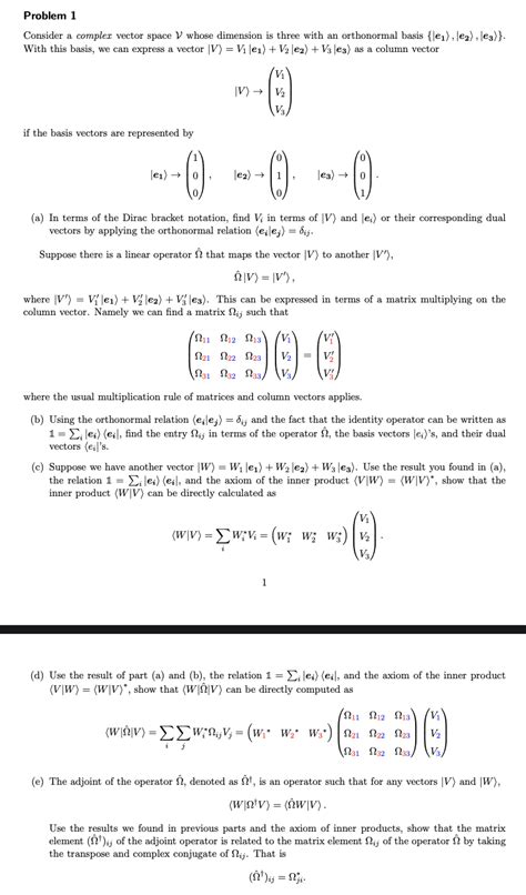 Solved Problem Consider A Complex Vector Space V Whose Chegg