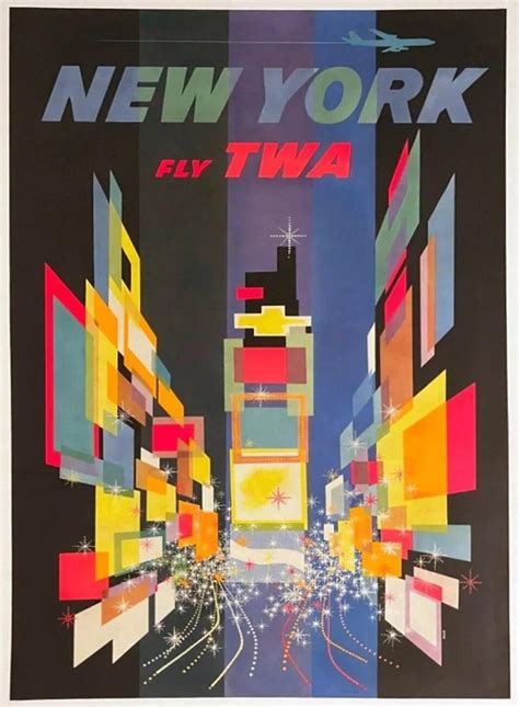 New York Poster By David Klein For Twa 1960 For Sale At Pamono