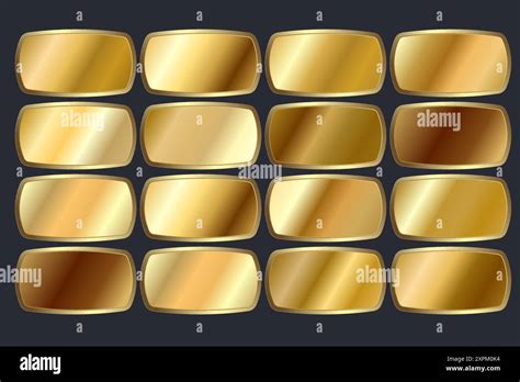 Set Of Metallic Gold Gradients And Gold Shape Buttons Group Of Luxury