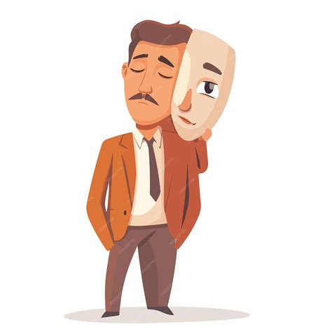Man Hiding Real Face Expression Behind Social Mask Premium Ai