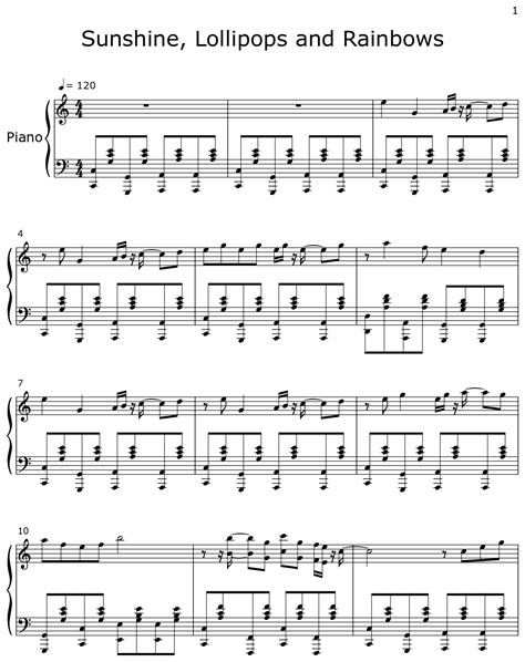 Sunshine Lollipops And Rainbows Sheet Music For Piano