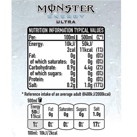 Monster Energy Ultra White 24 X 500ml Case Zero Sugar Energy