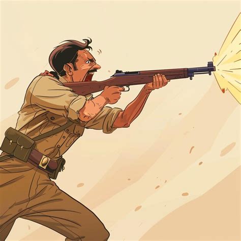 Cartoon Of A Man With A Gun Aiming At Something Generative Ai Premium