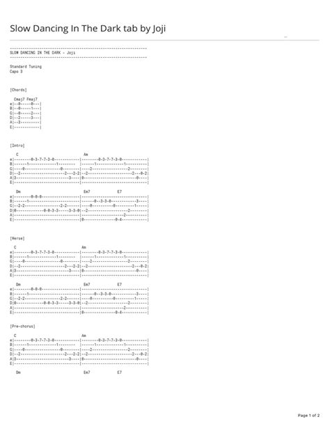 Jojis Slow Dancing Guitar Tabs Pdf Song Structure Musical