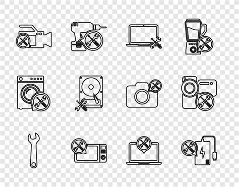 Set Line Wrench Power Bank Service Laptop Microwave Oven Video Camera Hard Disk Drive And