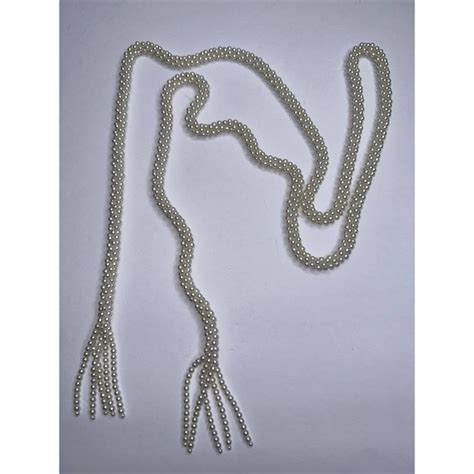 Unbranded Jewelry Vtg Open Ended Necklace Linear Belt Cluster Faux Mini Pearl Tassel Ends 6