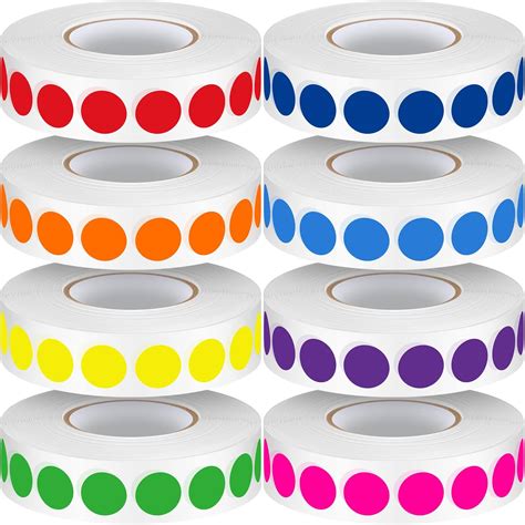 16000 Pieces 12 Inch Round Color Coding Labels Roll Dot